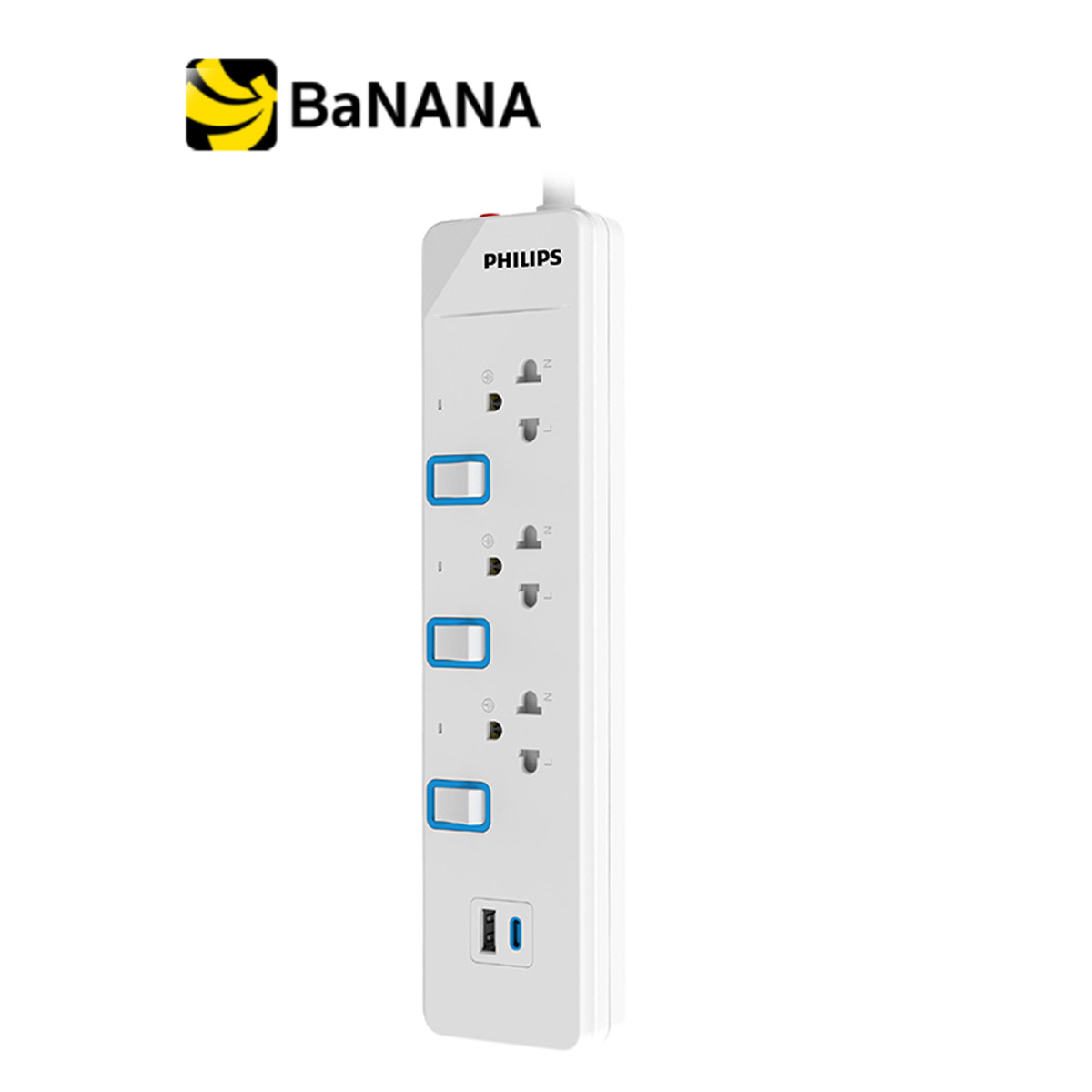 ปลั๊กไฟ Philips 3 Way 3 Switch + USB3M. (CHP4734WB/67) White by Bananan ...