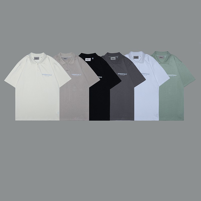 FEAR OF GOD ESSENTIALS FOG reflective LOGO letters POLO shirt short ...