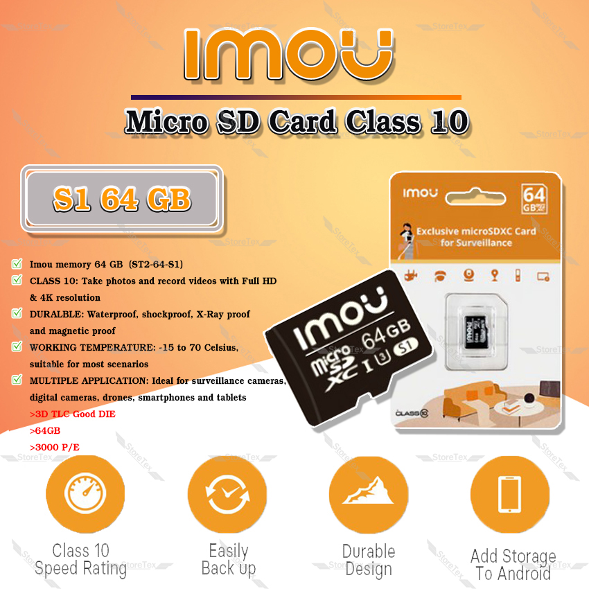 พร้อมส่ง การ์ดหน่วยความจำ imou S1 Micro SD Card 3264128GB การ์ดหน่วย ...