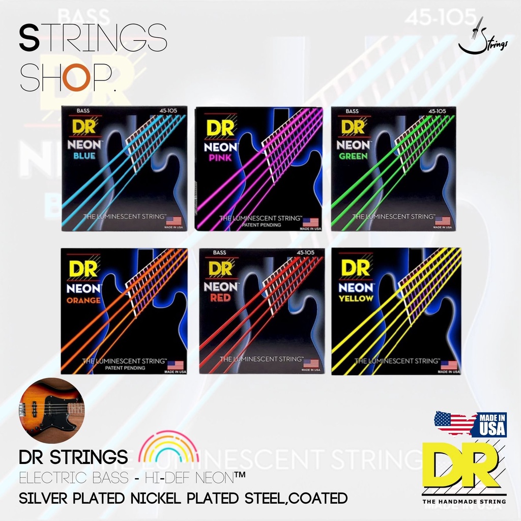 สายเบสเรืองแสง DR Neon Bass String Strings Shop - Strings Shop - ThaiPick