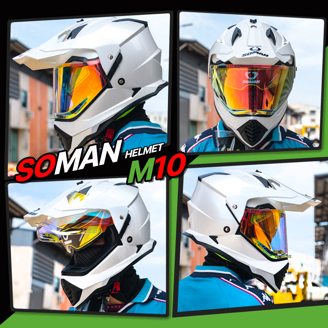 *สีเข้าใหม่*หมวกกันน็อค SOMAN M10 สไตล์ทัวร์ริ่ง offroad สายลุย รุ่น ...