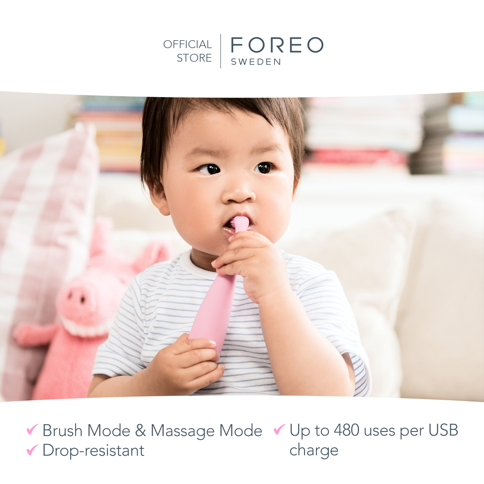 FOREO ISSA Mikro - Pearl Pink แปรงสีฟันไฟฟ้า ฟอริโอ้ อิซซ่าไมโคร สีชมพู ...