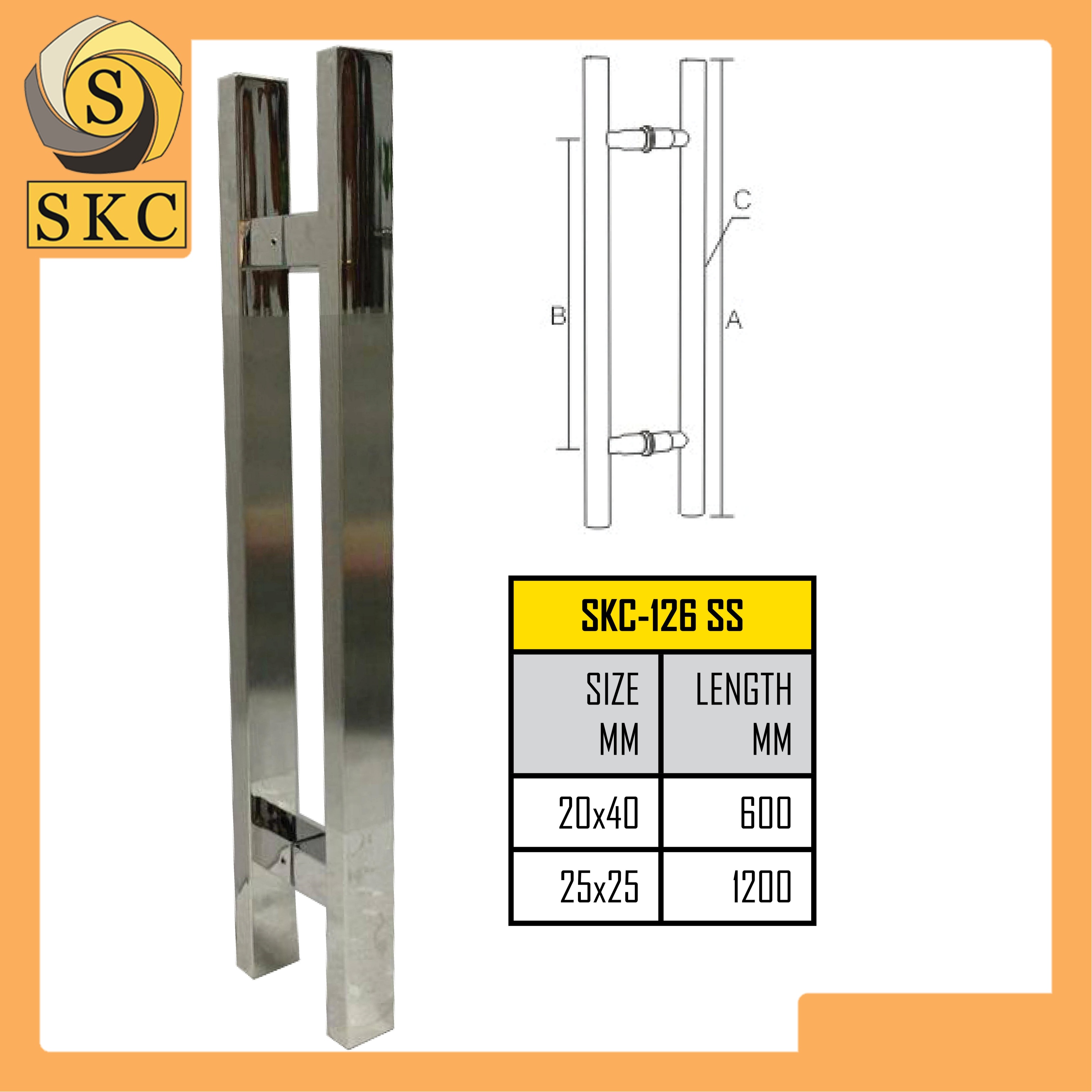 มือจับประตู SKC 126 - 120 cm มือจับ ประตูไม้ ประตูกระจก สีทอง , สีสเตนเลส | Lazada.co.th