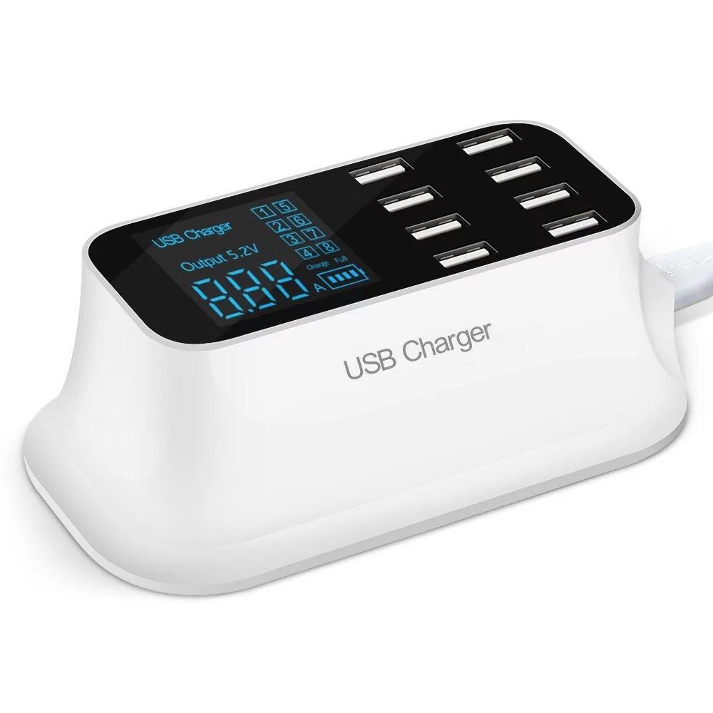 New 8-port ช่องพร้อมช่องType-C USB LCD Display mobile phone fast charge ...