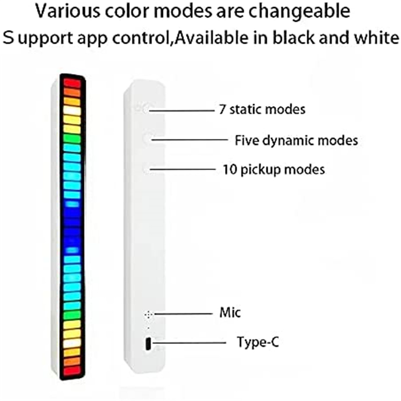 RGB LED Light Bar Music Level Lights Rhythm Led Night Lights 32 LED ...