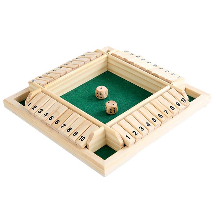 Flip Board Games 4-Sided Family Shut Box Game with 2 Dice 1-4 Players ...