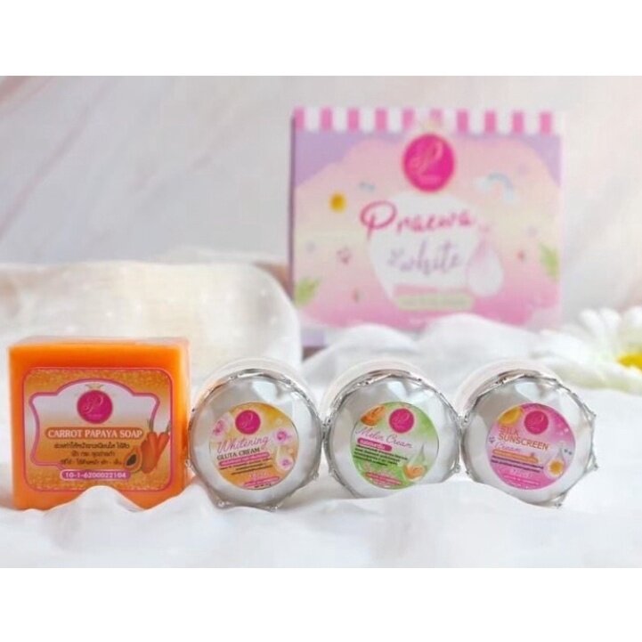 ครีมกันแดด ครีมแพรวาไวท์(PRAEWA WHITE) ชุด 4 ชิ้น ขนาด 12 กรัม ของแท้ ...