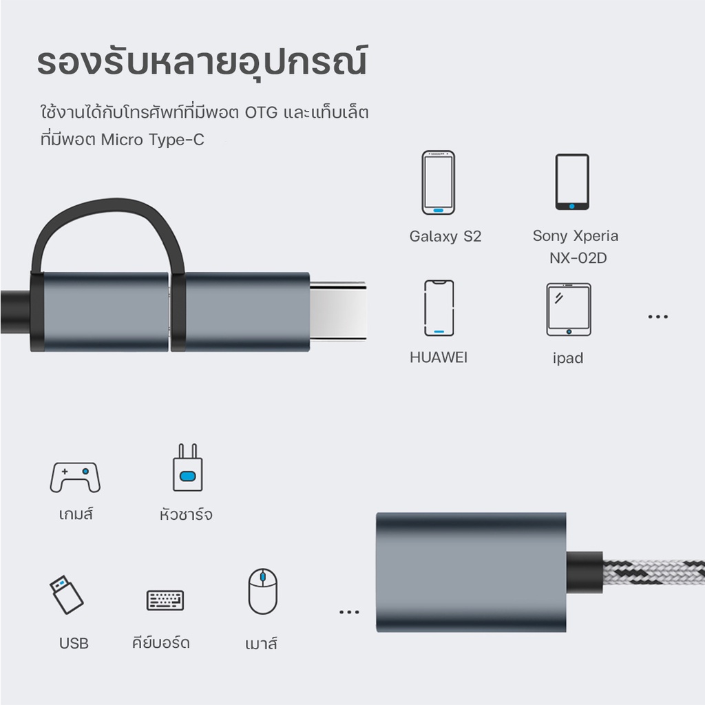 2 In 1 Type - C Micro Usb To Usb 3 . 0 Interface Otg สายเคเบิ้ลอะแดปเต ...