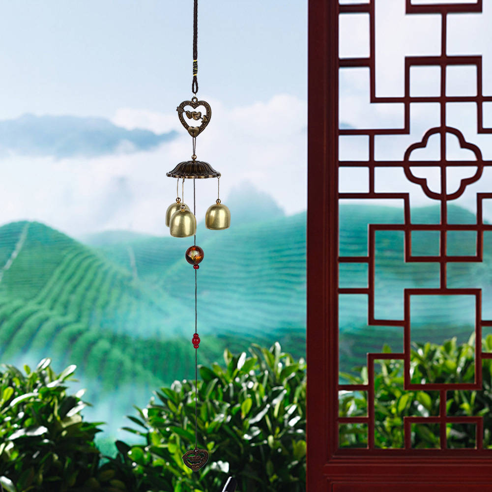 Wind Chimes Bell Metal Heart Shape Home Ornament Outdoor Yard Decor - I ...