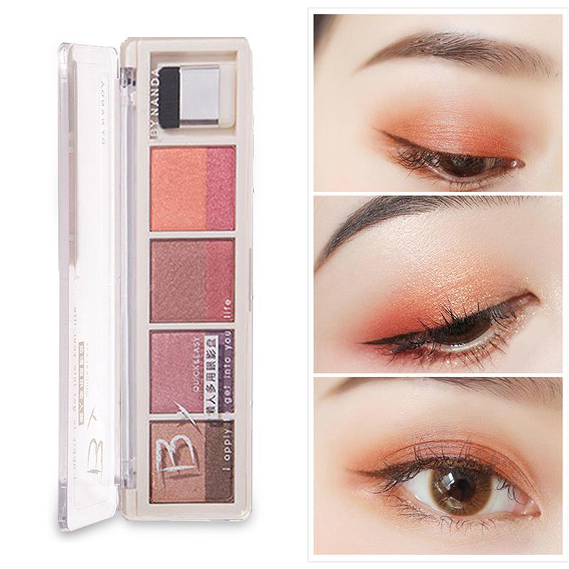 Eyeshadow Palette 4 Colors Long Lasting Matte Shimmer Powder Lazy Eye ...