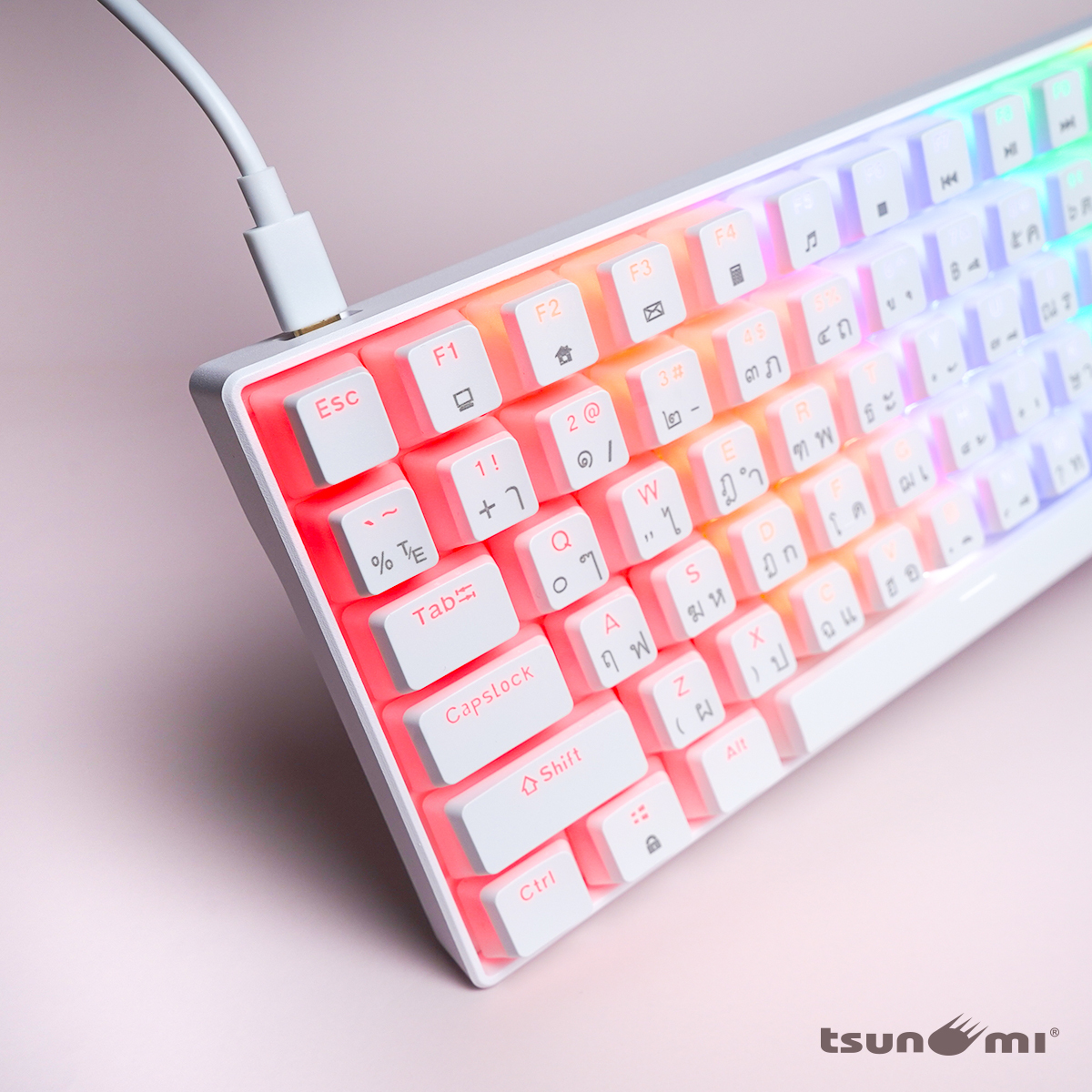 Tsunami MK-100 คีย์บอร์ดเกมมิ่ง คีย์แคปพุดดิ้ง Outemu Switch G7185 ...