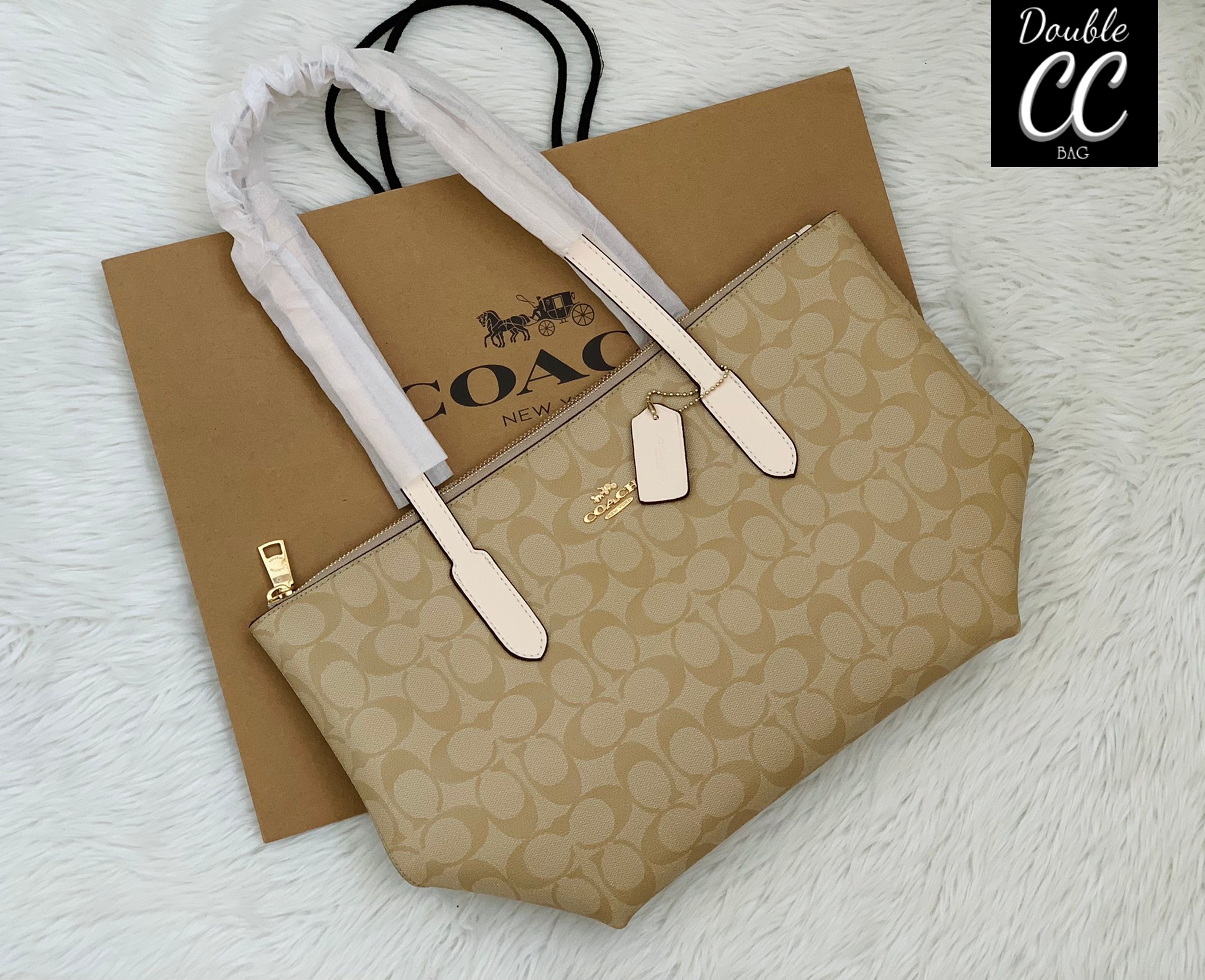 (แท้ 💯%‼) Coach 4455 ZIP TOP TOTE IN SIGNATURE CANVAS | Lazada.co.th