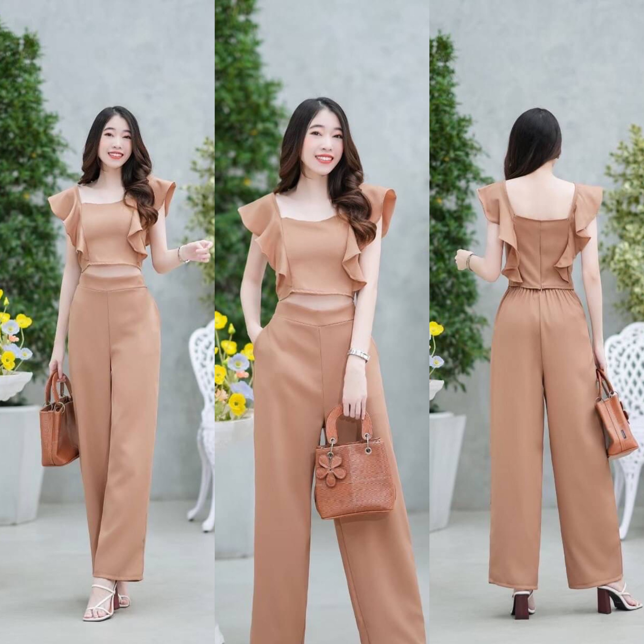 Aya_shop เสื้อผ้าผู้หญิง ชุด Set 2 ชิ้น สีน้ำตาล แดง เขียว เหลือง พร้อม ...