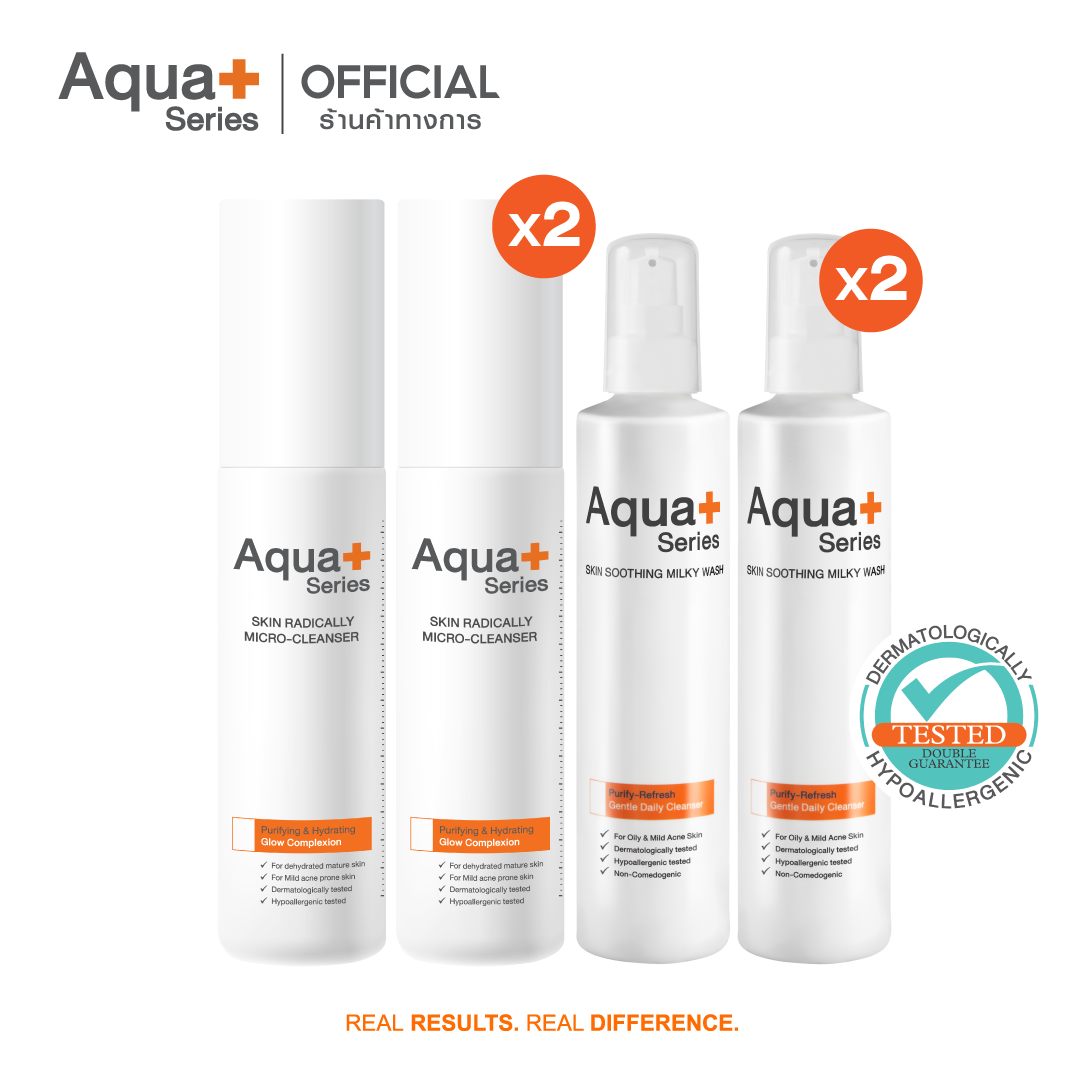 อควาพลัส AquaPlus Skin Radically Micro-Cleanser 150 ml. (2 ขวด) & Skin Soothing Milky Wash 175 ...