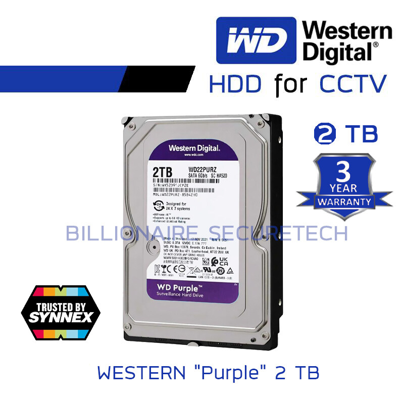 WD 1TB Purple 3.5 HDD CCTV - WD10PURZ (สีม่วง) - TRUSTED BY SYNNEX ...
