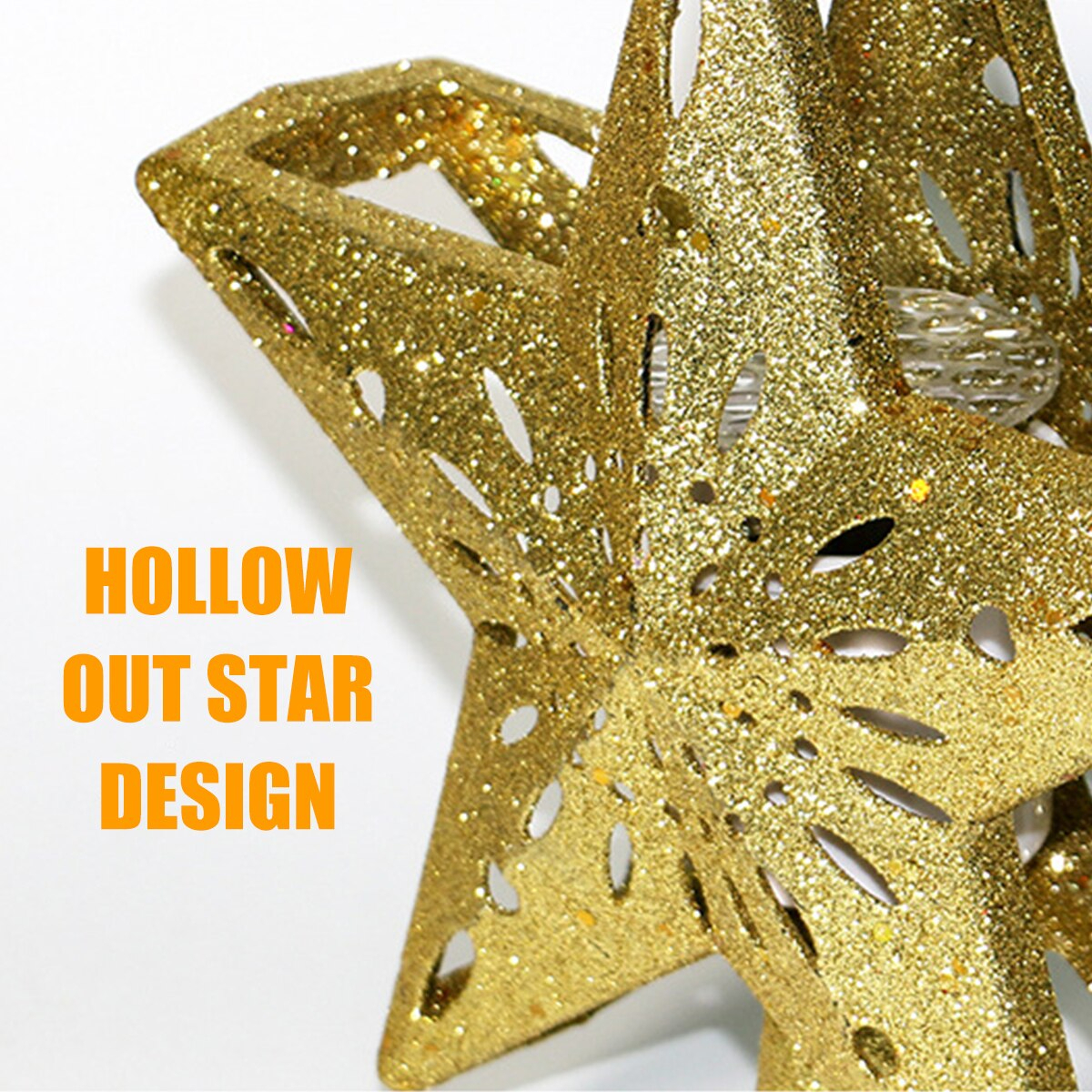 Christmas Tree Topper LED Star Projector 3D Glitter Hollow Star ...