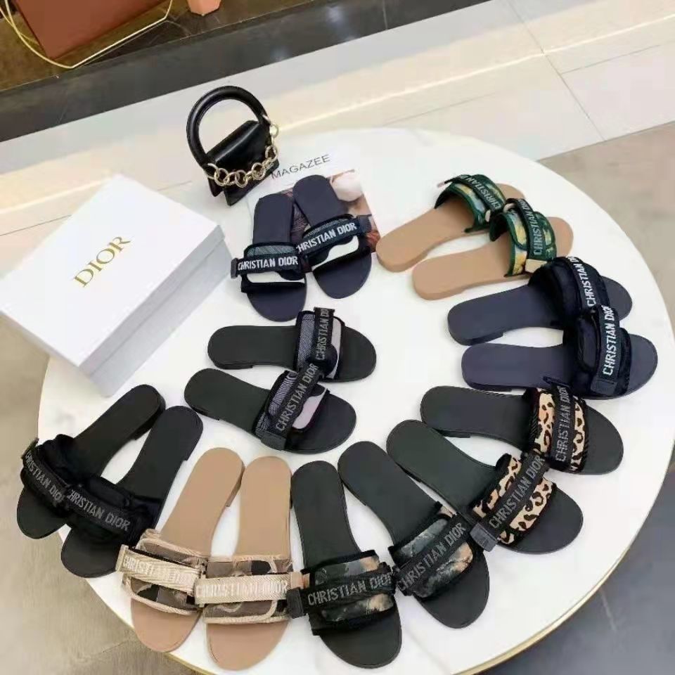 【high quality】original DIORˉ Velcro flat bottom slippers women's new ...