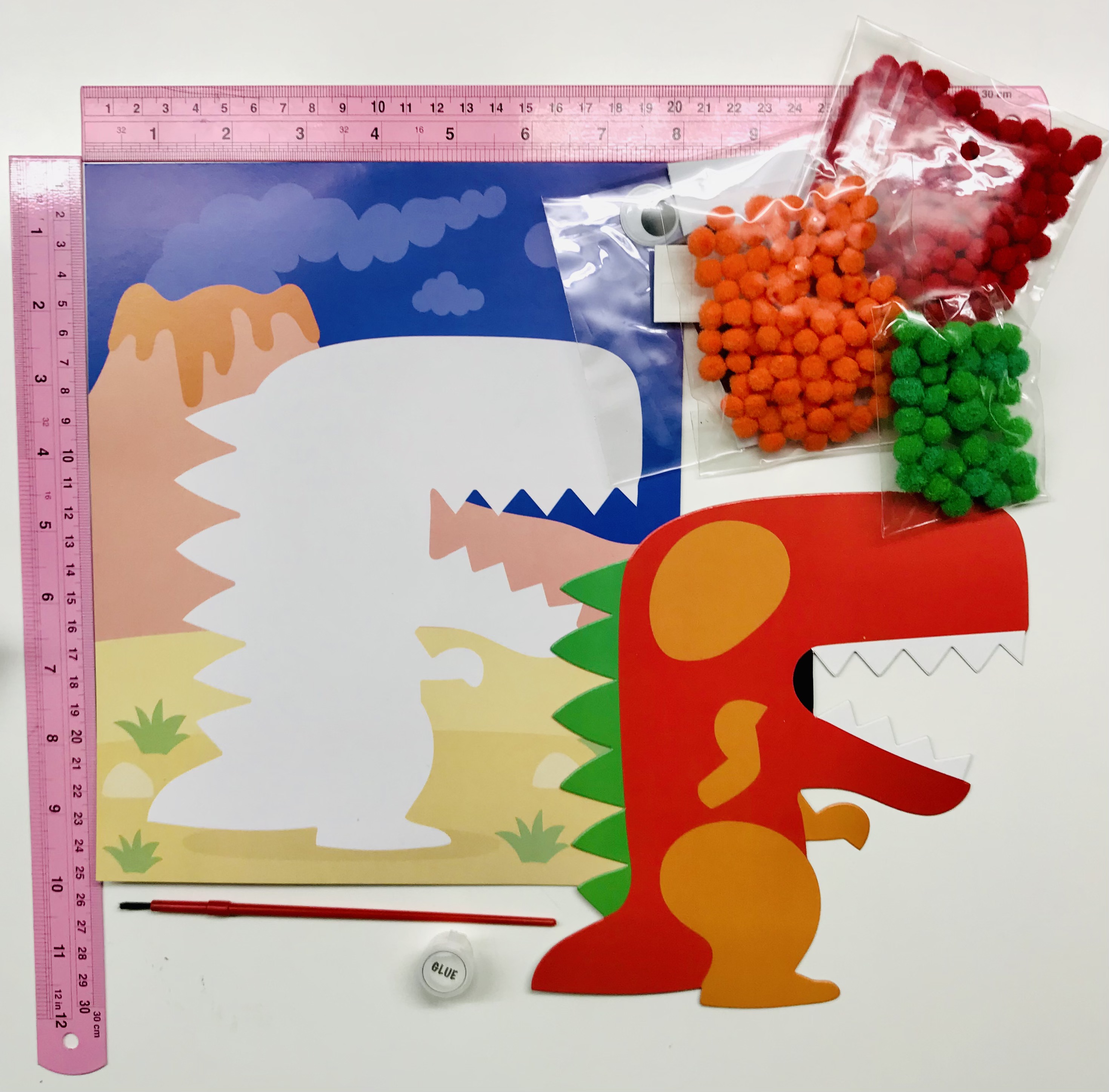 Pom Pom Art picture- DINOSAUR, Kids crafts, Kids Toys, Kids arts ...