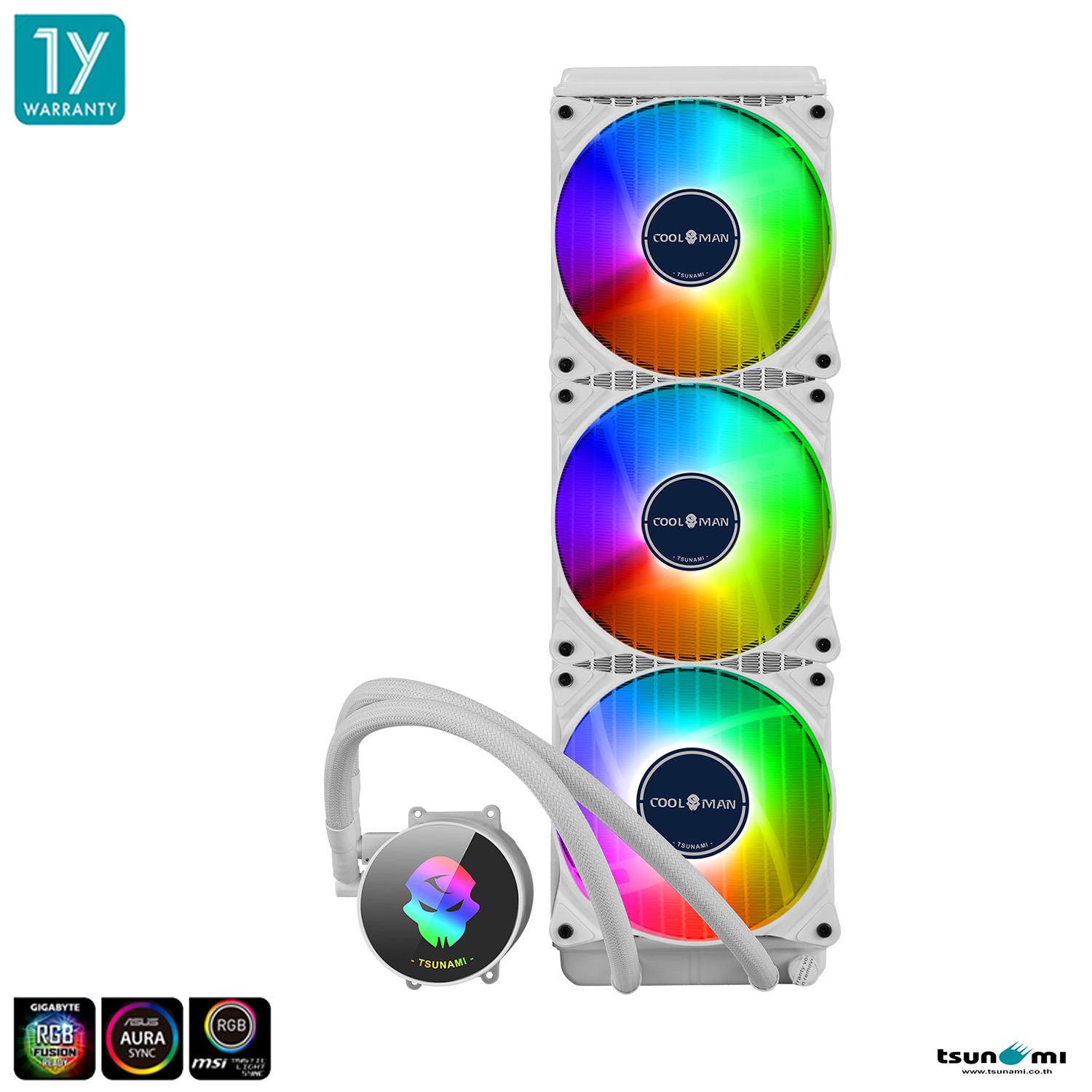 ชุดน้ำระบบปิด Tsunami CoolMan ARGB Multi-platform CPU Liquid Cooler CM-360 White รับประกันสินค้า ...