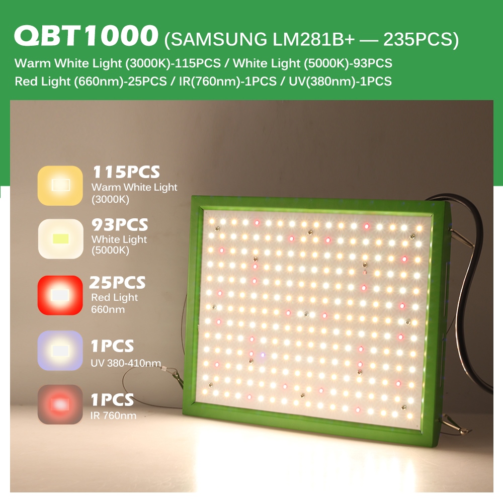 1000W LED Grow Light with Samsung LM281B Diodes Daisy Chain Dimmable Full Spectrum Growing Lamps ...