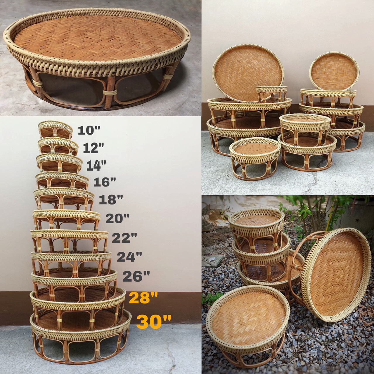 ขันโตกหวาย หวายแท้ โต๊ะอาหารมินิ โต๊กปิกนิก ถาดใส่อาหาร ถาดใส่ขนมของ ...