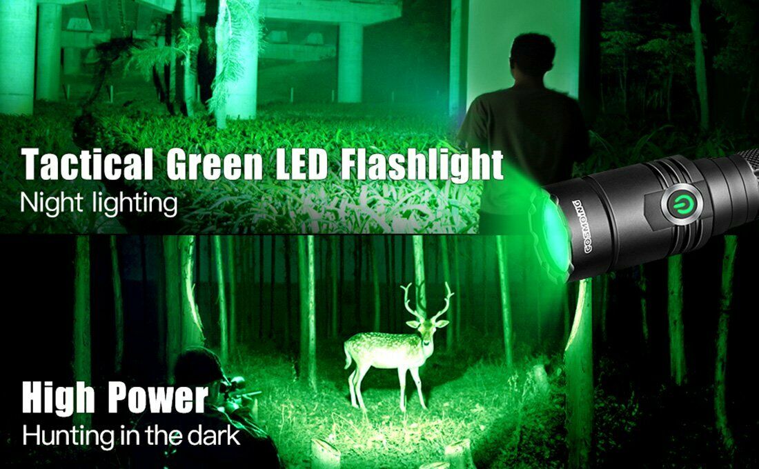 COSMOING 400 Yards Hunting Green Light Rechargeable Tactical LED ...