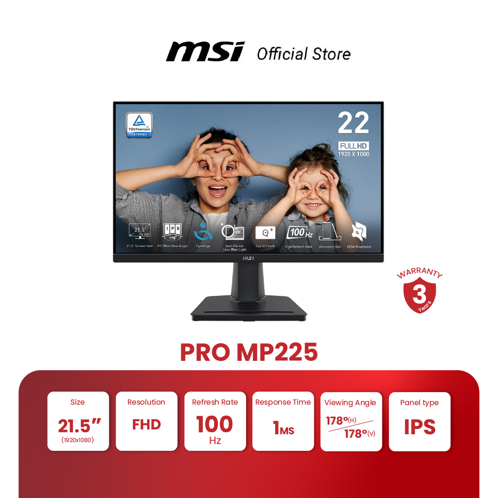 MSI MONITOR PRO MP225 | 21.5" FHD | IPS | 100HZ | 1ms (จอคอมพิวเตอร์ ...
