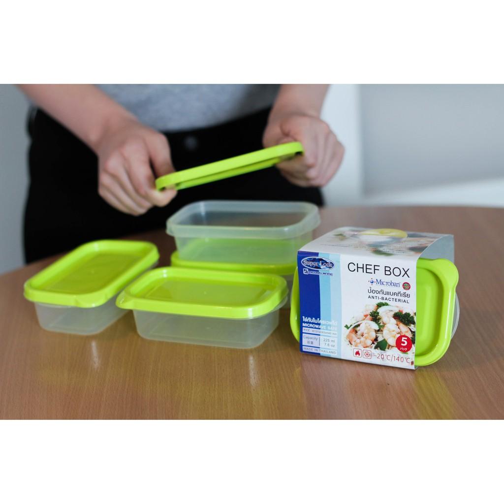 แพ็ก 5 กล่อง 10 ชิ้น Super Lock กล่องใส่อาหาร Chef Box ทรงผืนผ้า รุ่น 6071 225 มล. ป้องกัน ...