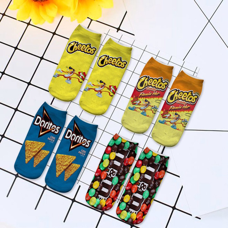 1 Pair Funny Socks Uni Men Art Socks Women Potato Chips 3D Digital ...
