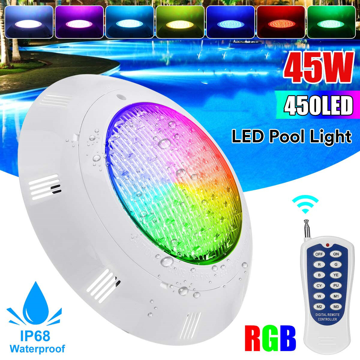 LightYourHome(450led) ไฟ LED RGB สระว่ายน้ำไฟ LED พร้อมรีโมทคอนโทรลแบบ ...