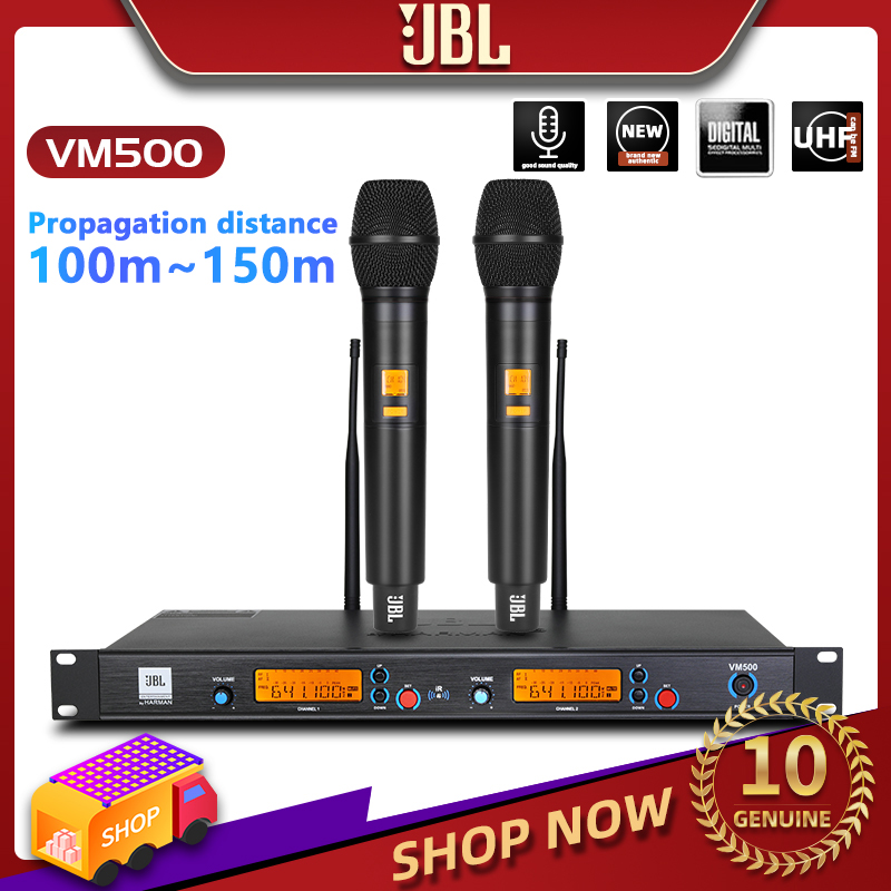 JBLไมโครโฟน VM500 ไมค์ลอยไร้สาย UHF ความถี่ในการสลับด้วยปุ่มเดียว เสาอากาศคู่ ระยะรับสัญญาณ 50 ...