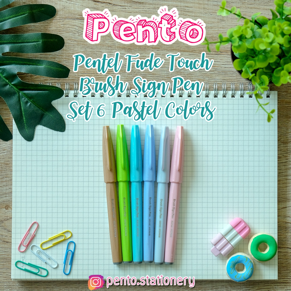 ปากกาหัวพู่กัน Pentel Brush Sign Pen Pastel Colors ชุด 6 สี - Pento ...