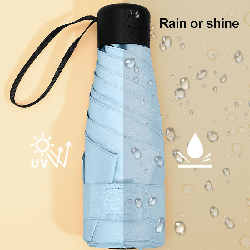 Ultra-light mini ห้าพับร่มกาวสีดำร่มกันแดดเด็กพ็อกเก็ตแบบพกพาขนาดเล็ก ...