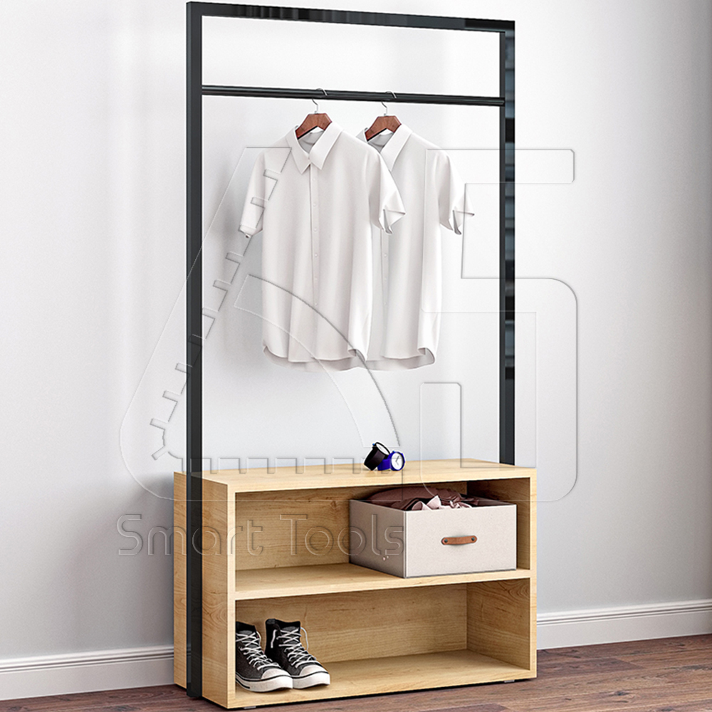 InnHome ราวแขวนเสื้อผ้าและชั้นวางอเนกประสงค์ 2in1 ราวแขวนผ้าพร้อมชั้นวางของ 2 ชั้น ราวแขวนผ้า ...