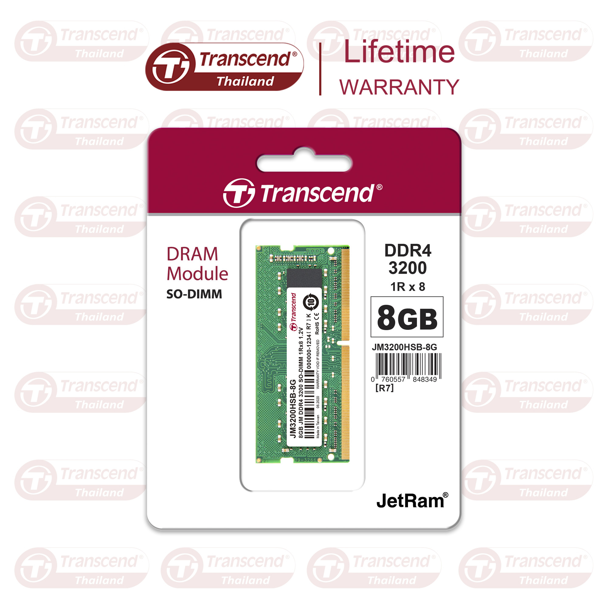 RAM NOTEBOOK 8GB BUS3200 DDR4 Transcend รับประกันตลอดอายุการใช้งาน (แรมโน๊ตบุ๊ค JM3200HSB-8G ...