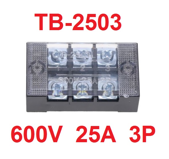 TB-2503 เทอร์มินอล บล็อก 600V 25A TB Series 3 Positions Ways Dual Row ...