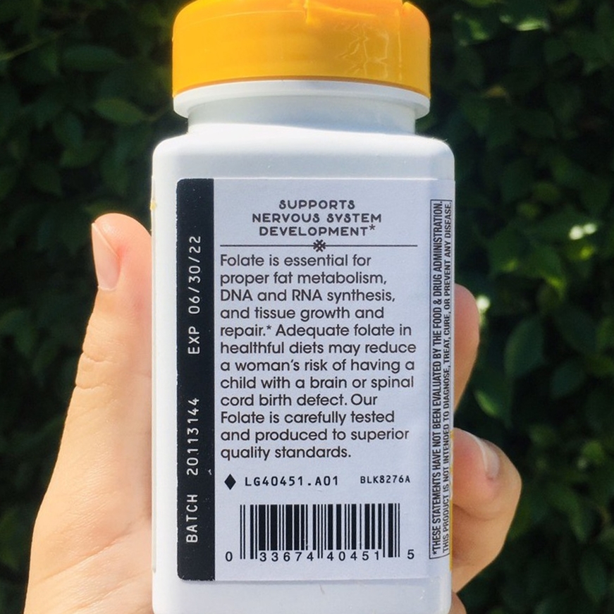 โฟเลต Folate 800 mcg 100 Capsules (Nature's Way®) กรดโฟลิก Folic Acid ...