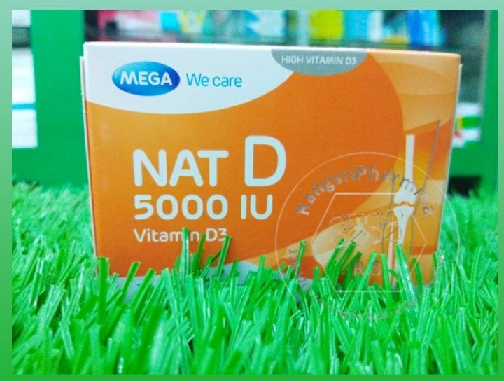 Nat D 5000 IU ( vitamin D3) 30 เม็ด ช่วยกระตุ้นภูมิคุ้มกันในร่างกาย ช่วยลดการสูญเสียมวลกระดูก ...