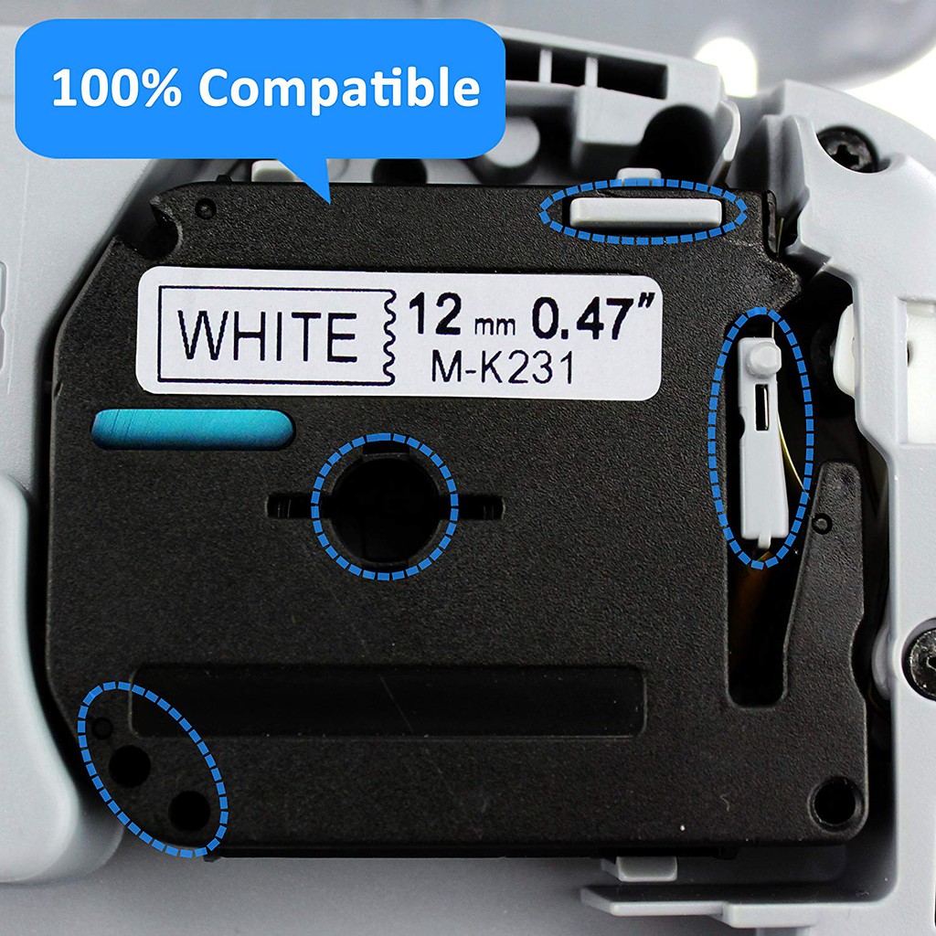 1 ชิ้น MK231 เปลี่ยน Brother label เทปสีดำบนสีขาว 12 มม - ร้านจำหน่าย ...