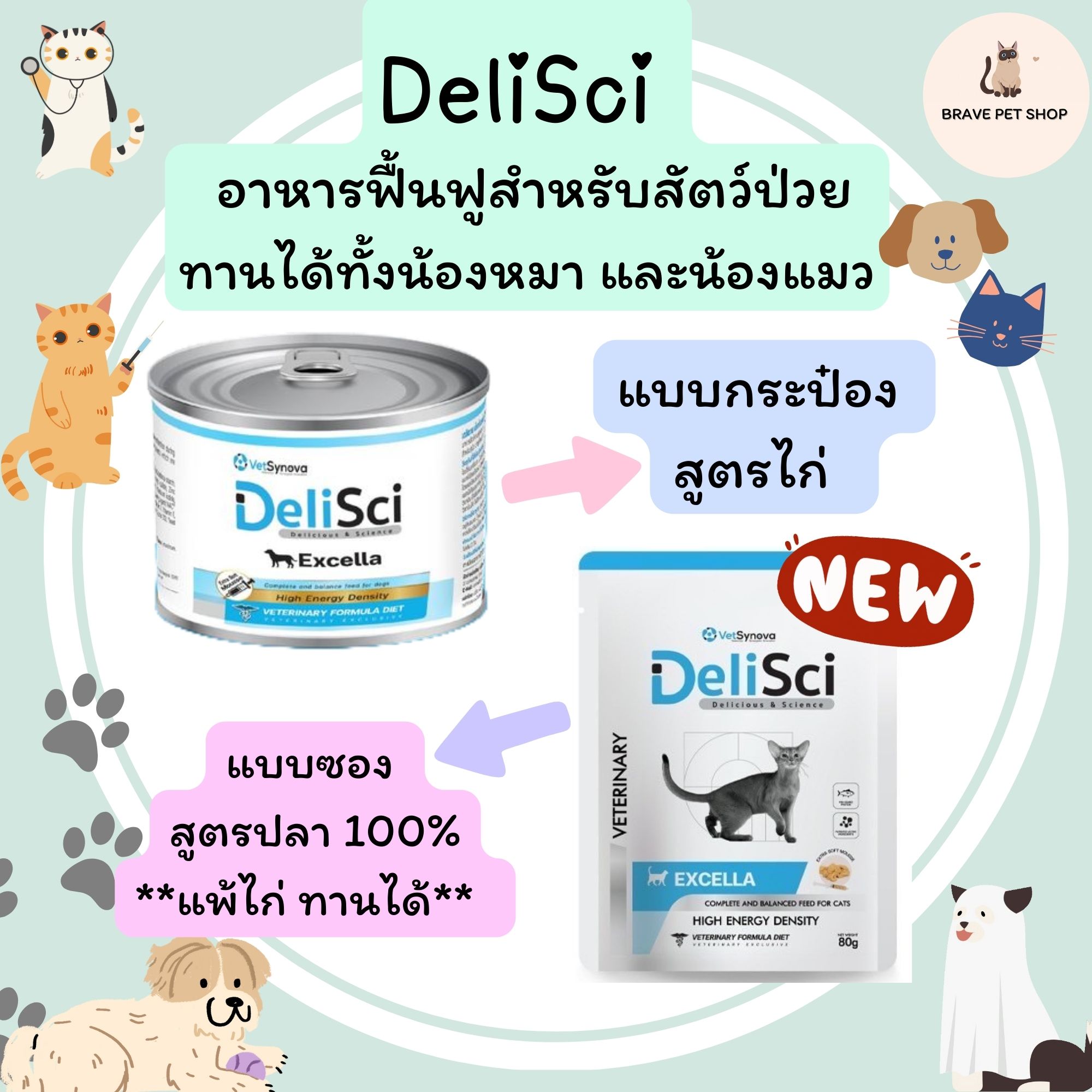DeliSci Excella Excellent for recovery อาหารฟื้นฟูสําหรับสัตว์ป่วย ขาด ...