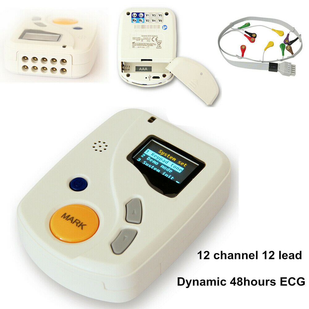 Contec TLC6000 48 ชั่วโมง Dynamich คลื่นไฟฟ้าหัวใจ Holter มือถือ EKG Monitor 12 ช่อง ECG ระบบ ...