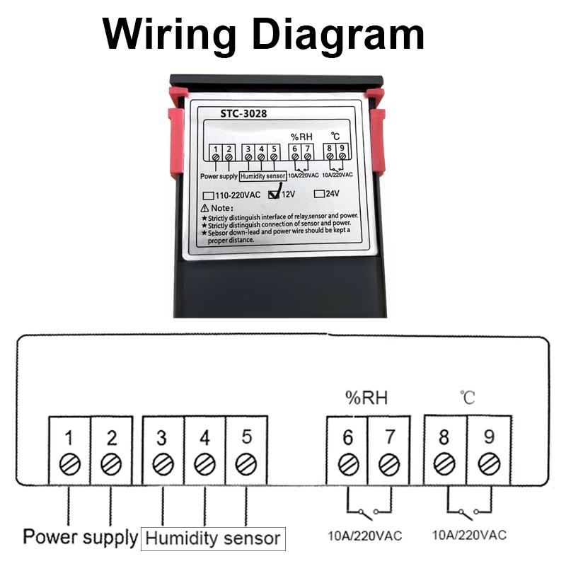 Stc-3028 Digital Temperature Humidity Meter 110-220V 10A Thermostat Dual Display Thermometer ...