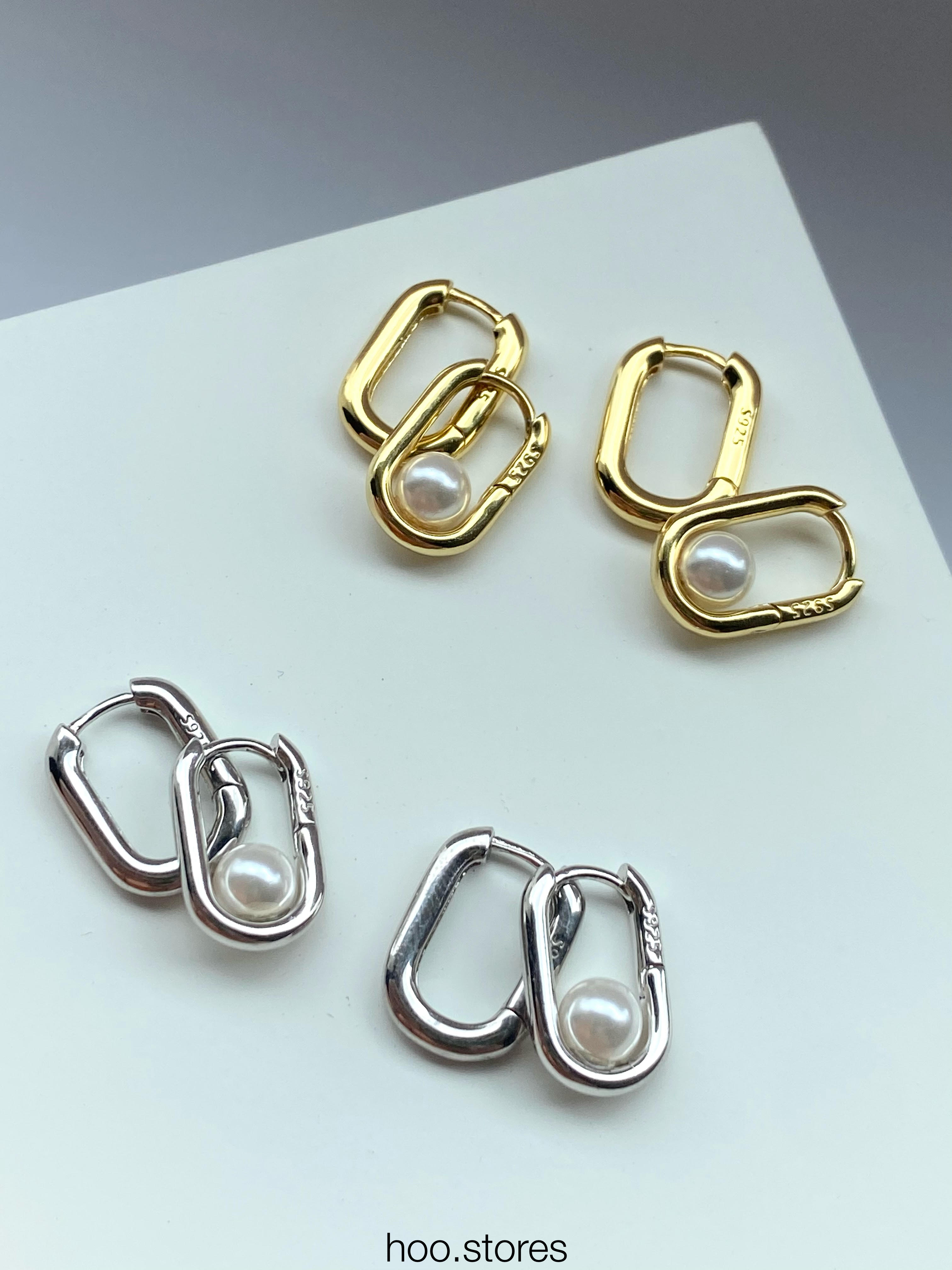 all silver 925 hoo.stores Classy U U Hoop (Rhodium18k Gold plated) ต่างหูห่วงเงินแท้ s925 ท้ัง ...