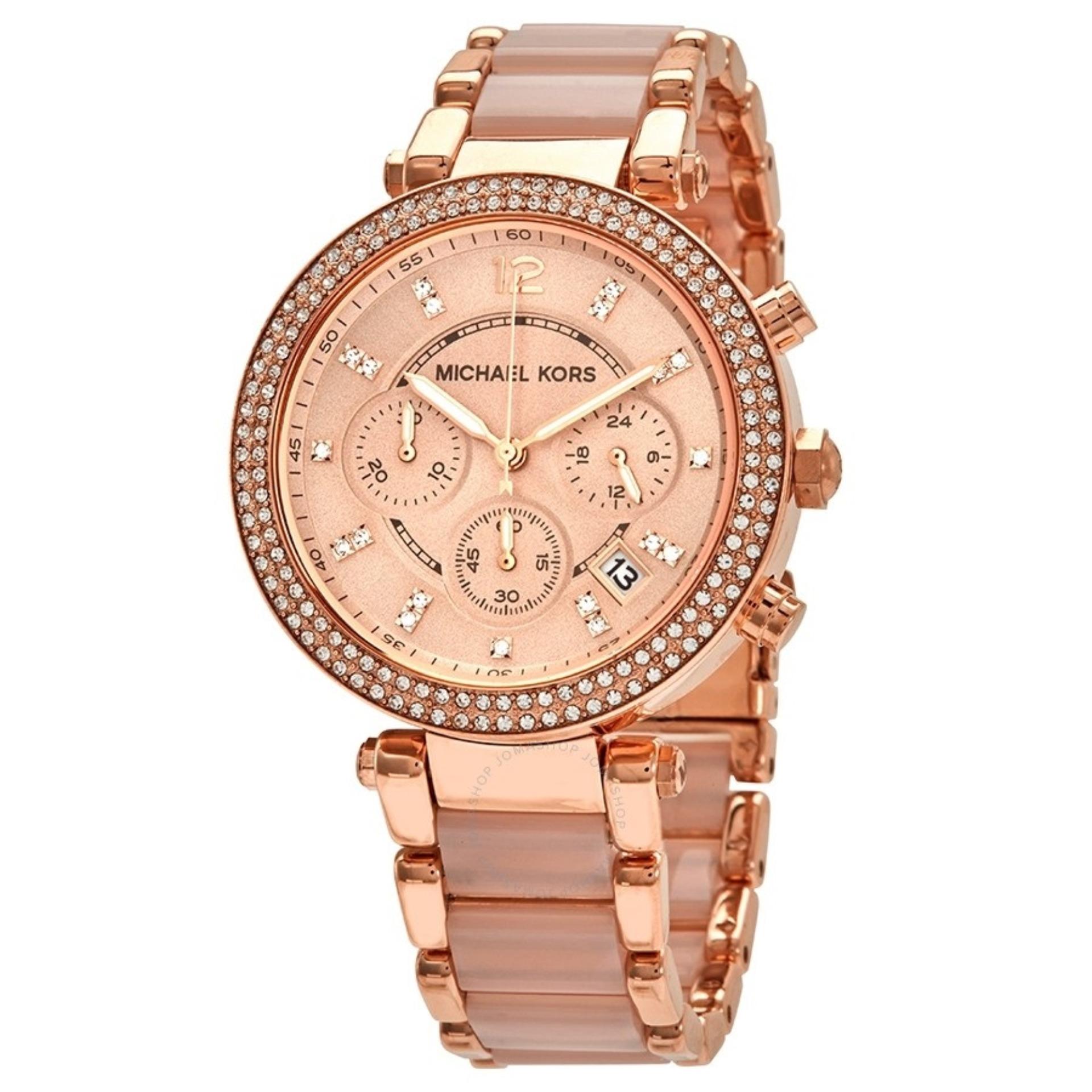 MICHAEL KORS MK4327 Darci Rose Gold-Tone and Blush Acetate - Watch ...