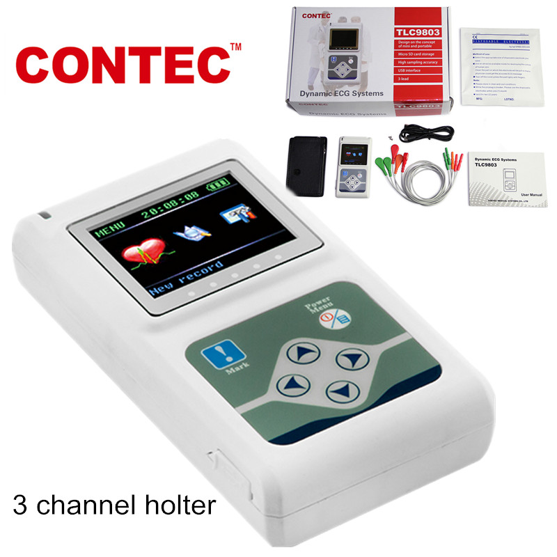 Dynamic Holter ECG 3 Channel Analyzer Recorder 24h Pacemaker+USB PC ...