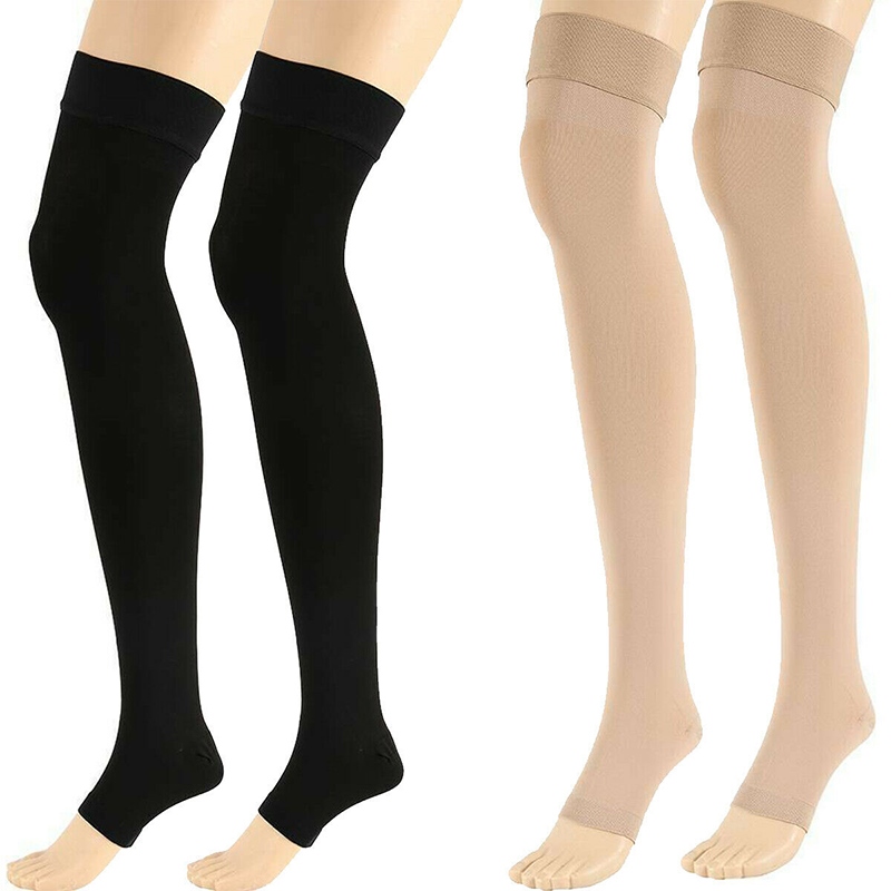 Open Toe Knee High Medical Compression Stockings Varicose Veins ...