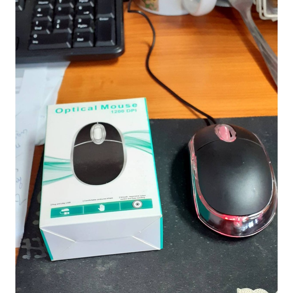 卍 ????Mini LED Light เมาส์แบบมีสาย USB Optical Mouse Scroll Wheel ...