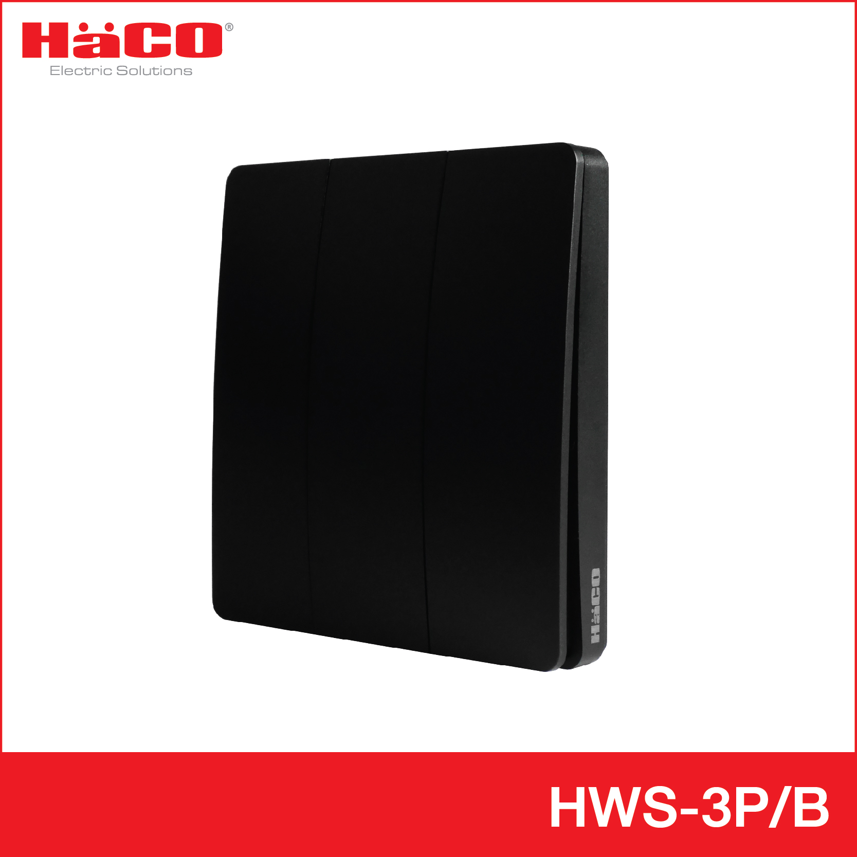 HACO สวิตช์ไฟไร้สาย 3 ช่อง สีดำ IP67 รุ่น HWS-3PB - HacoElectric - ThaiPick