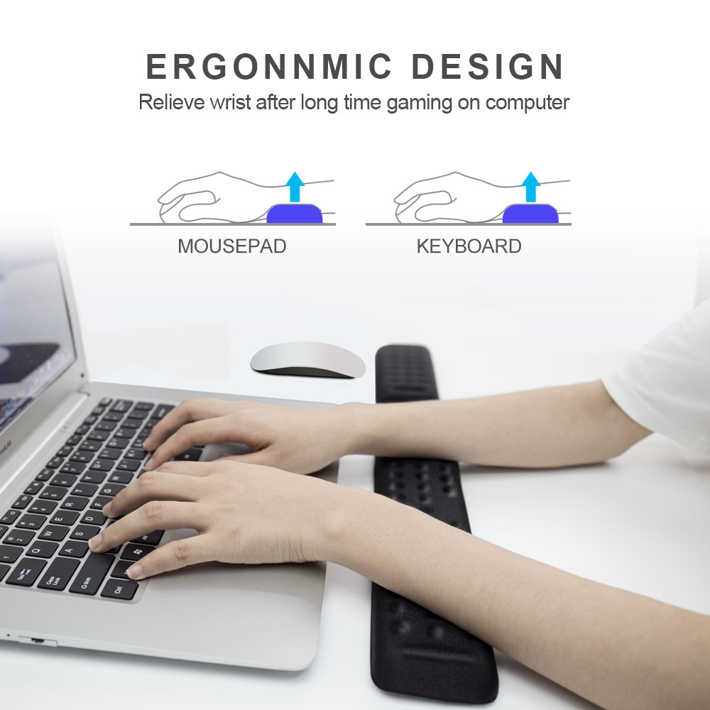 Keyboard and Mouse Wrist Rest Ergonomic Memory Foam Hand Palm Rest ...