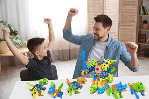 Take Apart Robot Toy 5 in 1 Transformer Dinosaur Toys Screwdriver ...